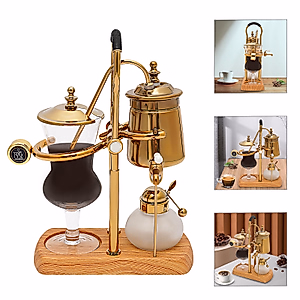GXFCHYL Belgian Belgium Luxury Royal Family Balance Syphon Siphon Coffee Maker Retro Coffee and Tea Maker Gold Syphon Coffee Brewer 400ML (Gold)
