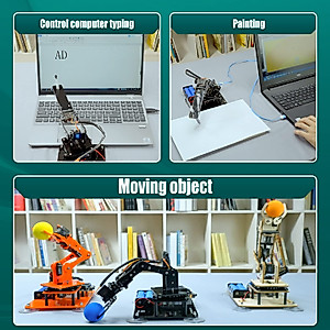 Gitsee 5-DOF 5Axis Robotic Arm Kit, Robot Arm Building Kit Compatible with Arduino IDE, Programmable DIY Coding STEM Robot Arm Kit with OLED Display Processing Code and Online Tutorials