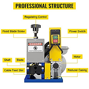 Happybuy Automatic Electric Wire Stripping Machine 0.05"-0.98", Cable Wire Stripper Machine, Portable Wire Stripper Machine for Scrap Copper Recycling, Including A Extra Blade(Dark Blue)