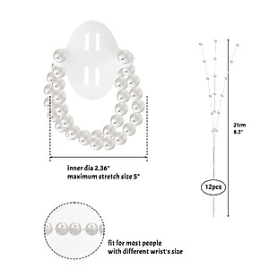 SNAIL GARDEN 12Pcs Elastic Pearl Wrist Corsage Bands, Wrist Corsage Bracelets with 12Pcs Pearl String, Faux Pearl Bead Corsage Accessories Bracelets for Wedding Prom Bride Bridesmaid Handmade Corsage