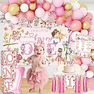 Yingoto 120pcs My Fairy First Birthday Decorations Set, Fairy Themed Party Decorations, Fairy Party Supplies for Girls Baby shower, First One Year Old Birthday Decorations Girls