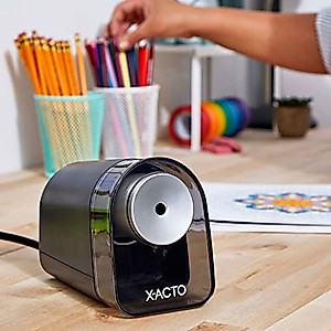 X-ACTO Pencil Sharpener, XLR Electric Pencil Sharpener, Colored Pencil Sharpener for Artists, Powerful, Compact Small Pencil Sharpener, Black, 1 Count