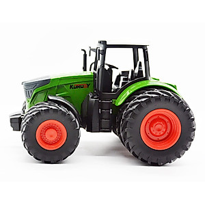 PERKPUTOE Tractor Toy, 1/24 Scale Toy Tractor 8-Wheels Farm Skid Tractor Truck Car 8 Free-Wheels Toy for Kid Age 3+ Christmas Birthday Gift