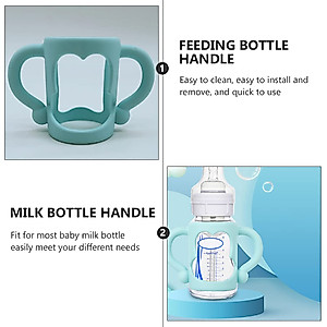 NUOBESTY Glass Water Bottle Sleeve 2Pcs Baby Bottle Handles Silicone Bottle Handles Standard Baby Bottles for Wide- Neck Baby Bottles (Blue) Baby Bottle Holder Grip