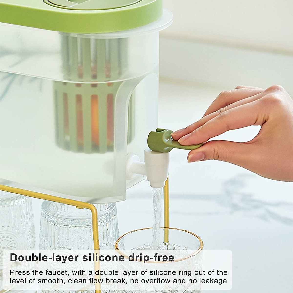 ZWMBYN Iced Drink Dispenser,1Gallon Refrigerator Cold Iced Beverage Dispenser with Spigot,Fruit Teapot Lemonade Milk Bucket Water Dispense for Kitchen Home Party Bar