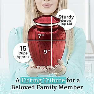 GetUrns - Embrace Hearts Urns for Human Ashes, Cremation Urns for Adult Ashes Men & Women, Cremation Urn for Home, Vault, or Niche, 200 cu. in, Double-Sided Engraving, Pearl Candy Red