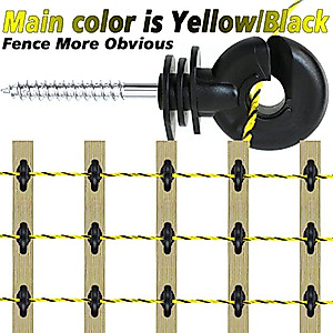 Upgraded Electric Fence Poly Wire 660 Feet 200 Meters 1/8" Dia Portable Electric Fencing Polywires and 100 Pcs Black Electric Fence Insulator