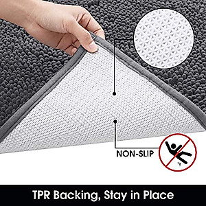 HOMEIDEAS Durable Chenille Water Absorbent Door Mat Indoor, 24x36, Machine Washable Drying Entryway Rug, Soft Dog Mat Rug, for Shoes and Pet Paws, Non-Slip Inside Doormat for Entrance, Mud Room, Grey