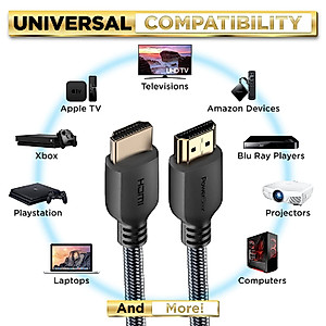 PowerBear 4K HDMI Cable 10 ft [2 Pack] High Speed, Braided Nylon & Gold Connectors, 4K @ 60Hz, Ultra HD, 2K, 1080P, ARC & CL3 Rated | for Laptop, Monitor, PS5, PS4, Xbox One, Fire TV, Apple TV & More