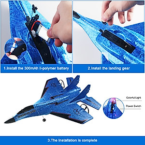 LUCKJOY RC Plane, RC Airplanes, 2.4GHz 2CH Remote Control Airplanes with Automatic Balance System, ZY-530PRO RC Glider for Beginner Adult Kids, Easy to Fly EPP Foam RC Aircraft Fighter with LED Light