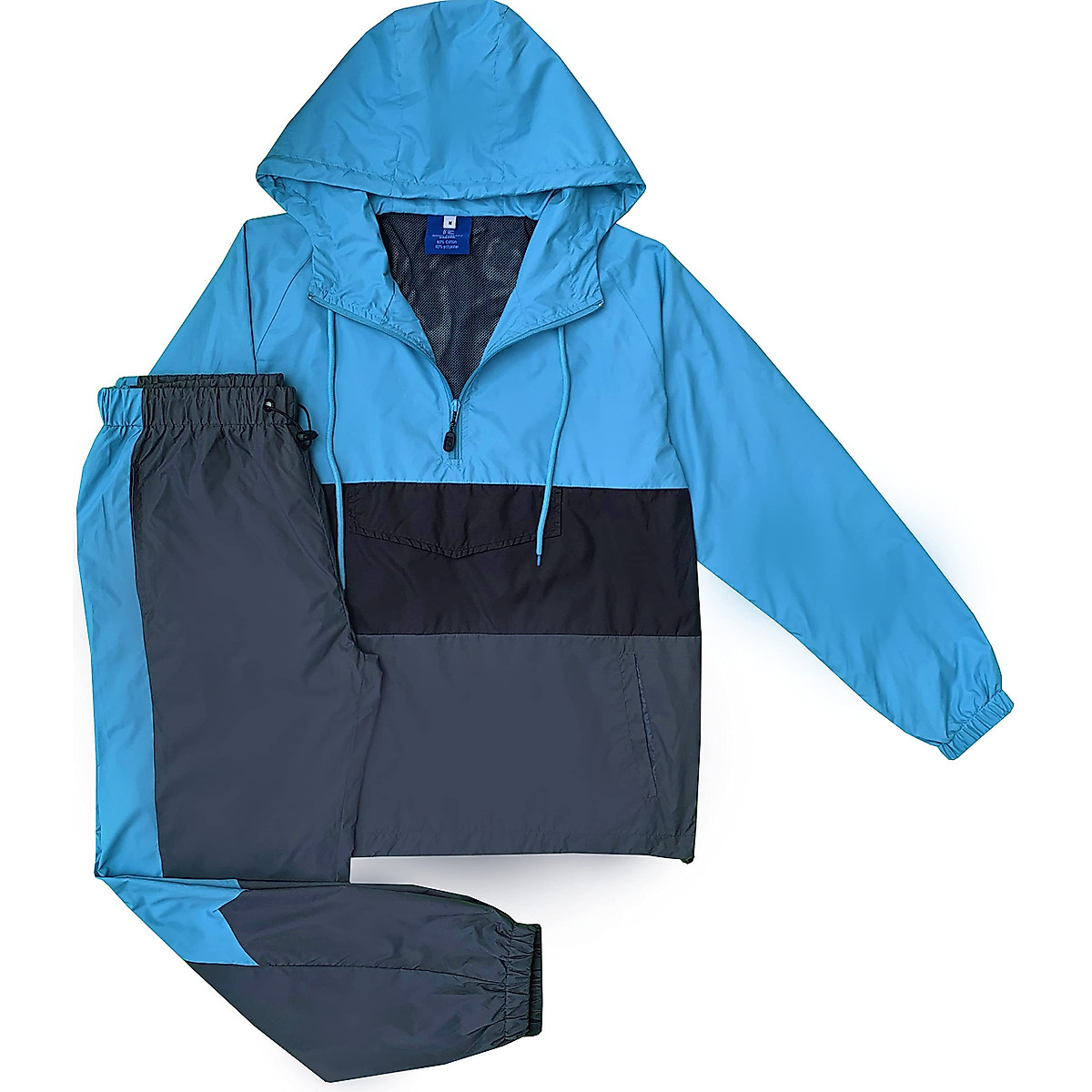 Royal Threads Canada Men’s 2-Piece Quarter Zip Pullover Windbreaker Tracksuit Jogger Sports Mesh lined Outfit