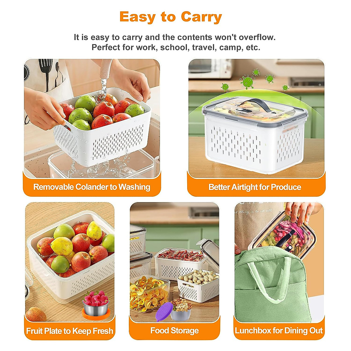 ATRONAW 12 Pieces Fruit Storage Containers for Fridge -Salad Dressing Containers To Go,Produce Storage Bins Set for Refrigerator for Salad Berry Lettuce Vegetables Meat