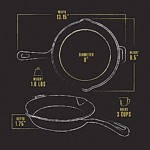 Pit Boss 68000 8" Cast Iron Skillet, Black