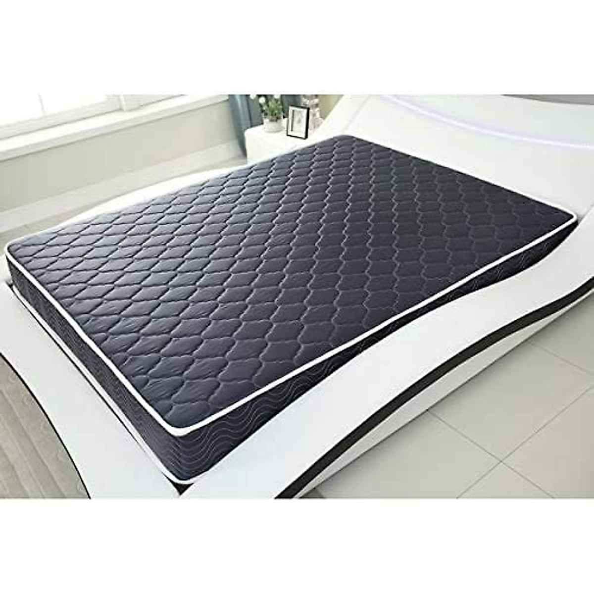 AC Pacific 6-Inch Water-Resistant High-Density Foam Mattress Made in USA with Stylish Diamond-Quilted Breathable Fabric, Distributes Weight Evenly, Full, Navy Blue