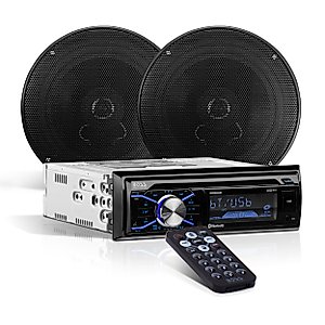 BOSS Audio Systems 656BCK Car Stereo Package - Single Din, Bluetooth, CD MP3 USB AM FM Radio, 6.5 Inch 2 Way Full Range Speakers, Black