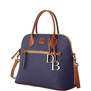 Dooney & Bourke Satchel Bags for Women, Pebble Grain Leather Domed Satchel Handbag with Optional Crossbody Bag Strap - Blue