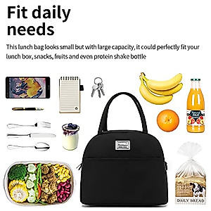 Mountain guest Lunch Bag Reusable Insulated Cooler Lunch Box Adult Water Resistant Tote Lunch Bag for Women/Men Work Picnic Beach or Travel (Black)
