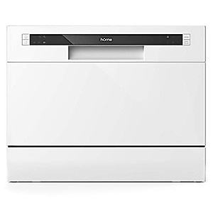 hOmeLabs Compact Countertop Dishwasher - Energy Star Portable Mini Dish Washer in Stainless Steel Interior for Small Apartment Office and Home Kitchen with 6 Place Setting Rack and Silverware Basket