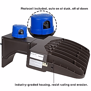 LEONLITE 105W LED Shoebox Area Pole Light, Parking Lot Outdoor Street Lamp, 300W-350W MH/HPS Equivalent, 13,500Lm, 5000K Daylight, Photocell Included, UL-Listed, Wet Location Applicable