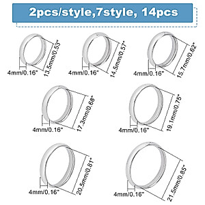 DICOSMETIC 14Pcs 7 Size Plain Finger Rings 4mm Knuckle Rings Wedding Band Stackable Rings Women's Thin Plain Band Rings Stainless Steel Ring Comfort Fit US Size 2-12
