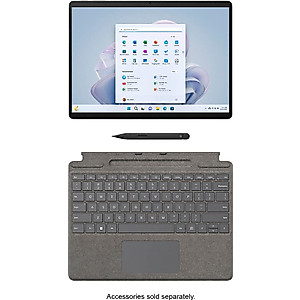 Microsoft Surface Pro 9, 13" Touchscreen 2-in-1 Tablet, 12th Gen Intel Core i5-1235U, Intel Iris Xe Graphics, 8GB DDR5 RAM, 512GB SSD, Windows 11h, Platinum, Device Only, with Stylus Pen
