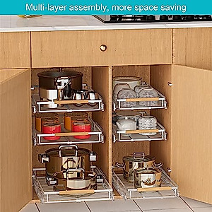 iPEGTOP 2 Pack Pull Out Cabinet Drawer Shelf Organizer, Extendable Sliding Slide Out Pantry Shelves Storage Heavy Duty for Kitchen Cabinets Under Sink, Adjustable Width 12.1~18.4" W x 22.5" D