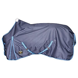 Centurion 1200D Regular Neck Rainsheet for Horse | Windproof, Waterproof & Breathable Rainsheet for Horse | Double Front Closures with Quick Snap & Velcro Assists & Buckle | Blue, 78"