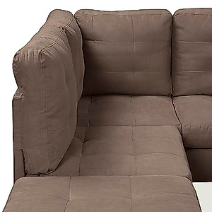 Casa Andrea Milano Modern Sectional Sofa L Shaped Couch with Reversible Chaise, Large Living Room Furniture, Brown