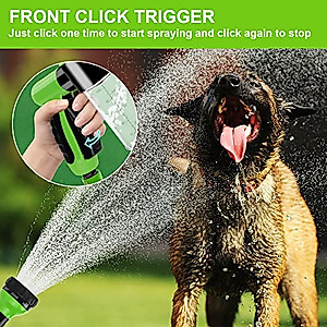 Pup Jet Dog Wash 7 Pieces Pet Bathing Tool Set Include Hose Nozzle Foam Sprayer with Connectors, Dog Rubber Comb Brush and Wash Mitt, for Showering Pet, Car Wash and Watering Plants Green