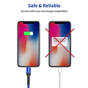 JSAUX iPhone Charger Cable [2-Pack 6ft], MFi Certified Lightning Cable iPhone Fast Charging Charger Cable Cord Compatible with iPhone 13 12 11 Xs Max X XR 8 7 6s 6 Plus 5, iPad, iPod - Blue