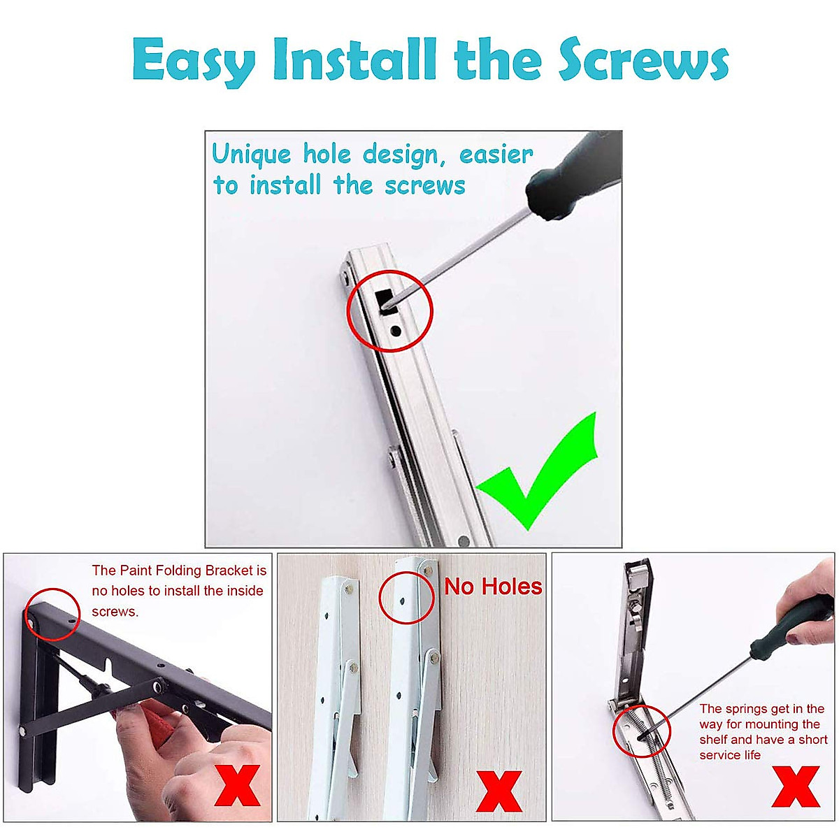 CLT 24'' Folding Shelf Brackets Max. Load 550 lb, Heavy Duty Stainless Steel DIY Wall Mounted Shelf Bracket Space Saving for Table Work Bench, Pack of 2