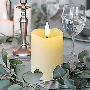 Girimax Ivory Flameless Votive Candles with Remote, Real Wax Flickering LED Pillar Candles Battery Included Φ 2" H 3"