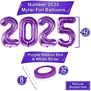 KatchOn, Huge Purple 2025 Balloons New Year - 42 Inch | 2025 Purple Balloons | Happy New Year Decorations 2025 | 2025 Balloon Numbers | New Years Eve Party Supplies 2025 | Senior Night Decorations