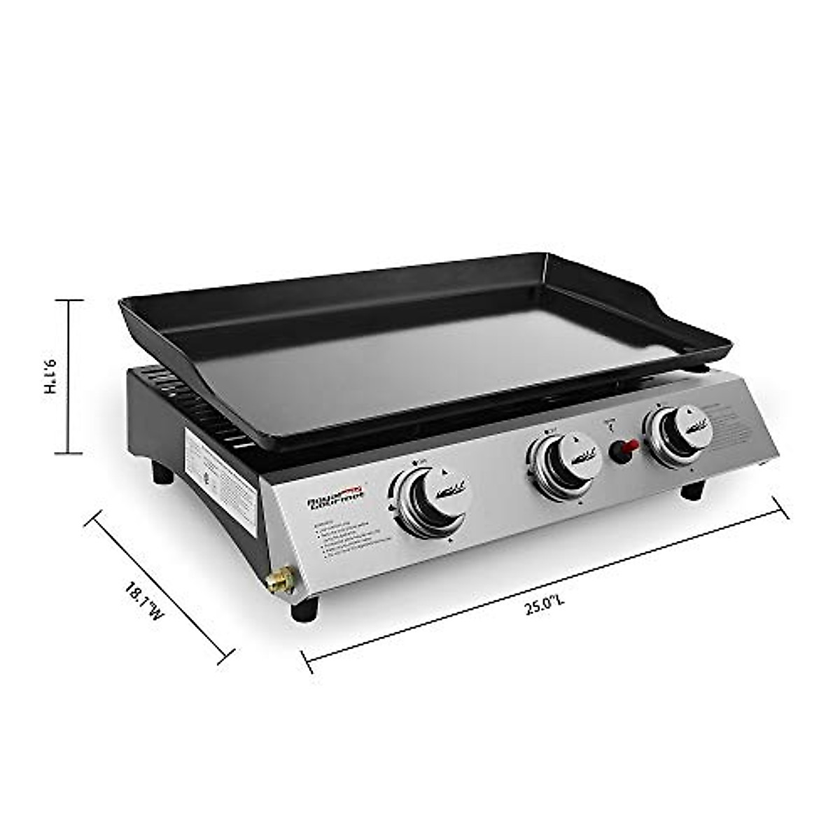 Royal Gourmet PD1300 Portable 3-Burner Propane Gas Grill Griddle,Black