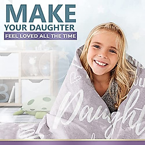 EasyFluffy Daughter Fleece Blanket from Mom or Dad – Pure Fleece Throw Blankets – Versatile Outside Light Throw Blankets – to My Daughter Fleece Blanket – Inspirational Message, 50" x 60" (Lilac)