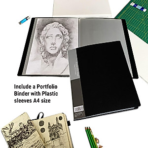 Portfolio Folder for Artwork , 18x24 portfolio Waterproof Polyester , Portfolio with Handle and Adjustable Shoulder Straps , Porfolio includes a Binder with Plastic Sleeves , art & craft portfolios