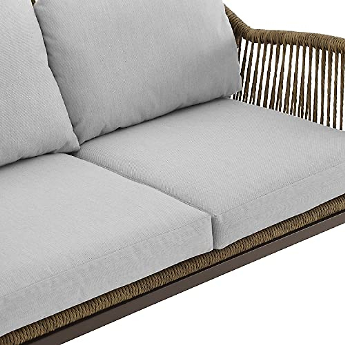 Crosley Furniture CO7360LB-LG Haven Outdoor Wicker 2-Piece Conversation Set (Loveseat, Coffee Table), Light Brown with Light Gray Cushions