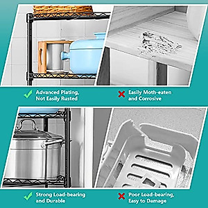 3 Tier Corner Wire Shelving Unit, Adjustable Wire Rack Shelving, Metal Wire Storage Shelves for Kitchen, Pantry, Laundry, Bathroom, Closet (13.8" D x 13.8" W x 31.5" H, Black)