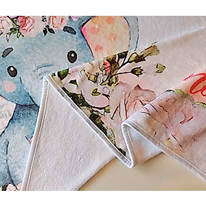Popfavors Yuzioey Baby Girl Monthly Milestone Blanket, Floral Elephant Month Blanket for Newborn Baby Shower, Pink Elephant Girl Flower Blanket Growth Chart Monthly Blanket, Includes Marker (50x40)