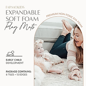 Famokids - Baby Play Mat, Tummy Time Mat, Soft & Comfortable Foam Play Mat for Baby, Interlocking Foam Mat, Non-Toxic & Waterproof Mat, Medium, 4 x 6 ft, Moonstone (Dark Gray)