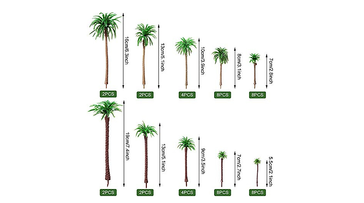 48 Plastic Model Palm Trees for Train Layouts & Gardens