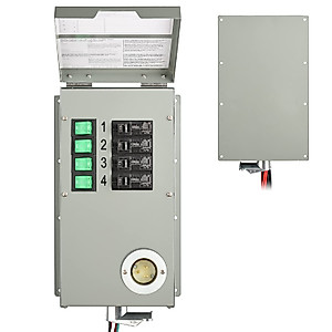 Nature’s Generator Power Transfer Switch Kit 4 Circuits, 15Amps, Indoor Manual Switch, 10 Foot 3 x 14 AWG Power Cord for Generator to Connect Inhouse Breaker Panel