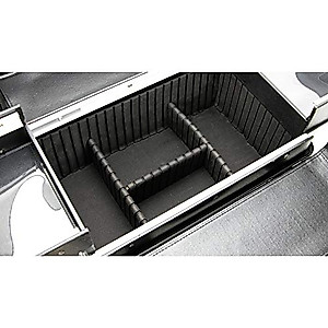 Ver Beauty 3-in-1 Professional 4 Removable Wheels Rolling Aluminum Art Craft Supplies Makeup Tattoo Artist Tool Case Organizer Easy-Slide Extendable Trays with Dividers Mirror, Black Dot