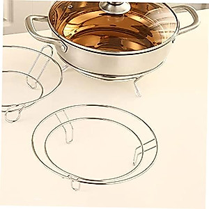 Mobestech Stainless Steel Pot Rack Desktop Tripod Heavy Duty Tripod Stainless Steel Saute Pan Wok Ring for Gas Stove Korean Pot Wok Ring for Electric Stove Stainless Steel Silver Pan Rack