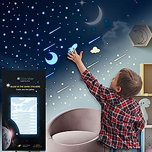 Glow in The Dark Stars for Ceiling, Outer Space Blue Wall Stickers,Galaxy Universe Wall Decal Shooting Stars Rockets,508 Pcs for Kids Boys Girls Bedroom Nursery Playroom Room Decoration