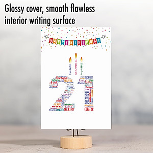 NobleWorks - 21st Happy Birthday Card Milestone - Fun Bday Celebration Notecard with Envelope, 21 Year Old Congrats - Word Cloud 21 C9406MBG