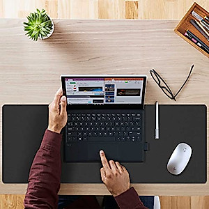 Desk Mat Large Protector Pad - Multifunctional Dual-Sided Office Desk Pad,Smooth Surface Soft Mouse Pad, Waterproof Desk Mat for Desktop, Pu Leather Desk Cover for Office/Home(Black, 31.5" x 15.7")