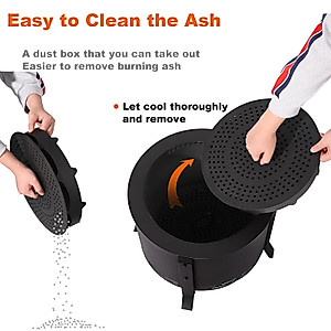 TITIMO Smokeless Fire Pit 19.5”inch Bonfire Low Smoke Stove 360°Rotating Grill pan with Removable Ash Pan Alloy Wood Burning Outdoor Fire Pit for Backyards and Camping Park Party BBQ Waterproof Bag