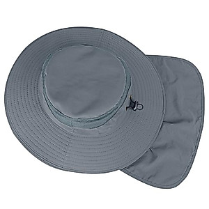 Sun Hats for Men Women Fishing Hat UPF 50+ Breathable Wide Brim Bucket Hats Summer UV Protection Safari Hat with Neck Flap Dark Grey