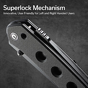 CIVIVI Vision FG Pocket Knife for EDC, Superlock Folding Knife with 3.54" Reverse Tanto Nitro-V Blade G-10 Handle, Ideal Gift for Men Women C22036-1